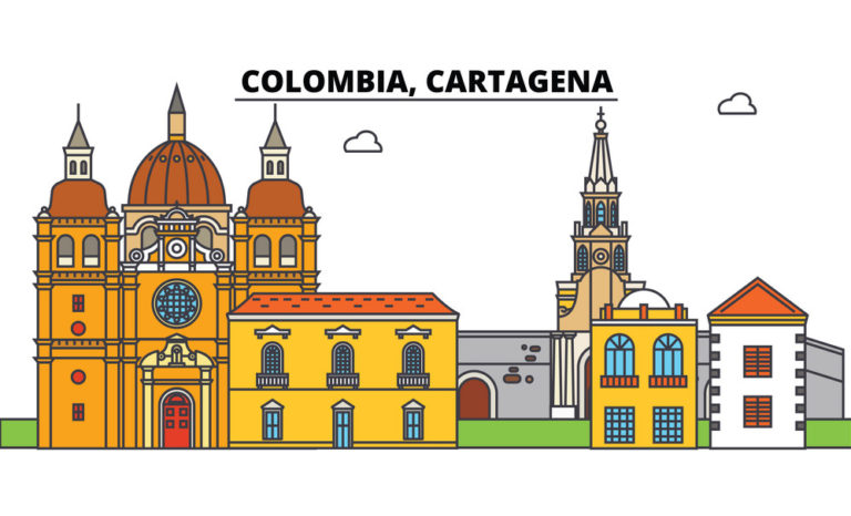 Colombia, Cartagena. City skyline, architecture, buildings, streets ...